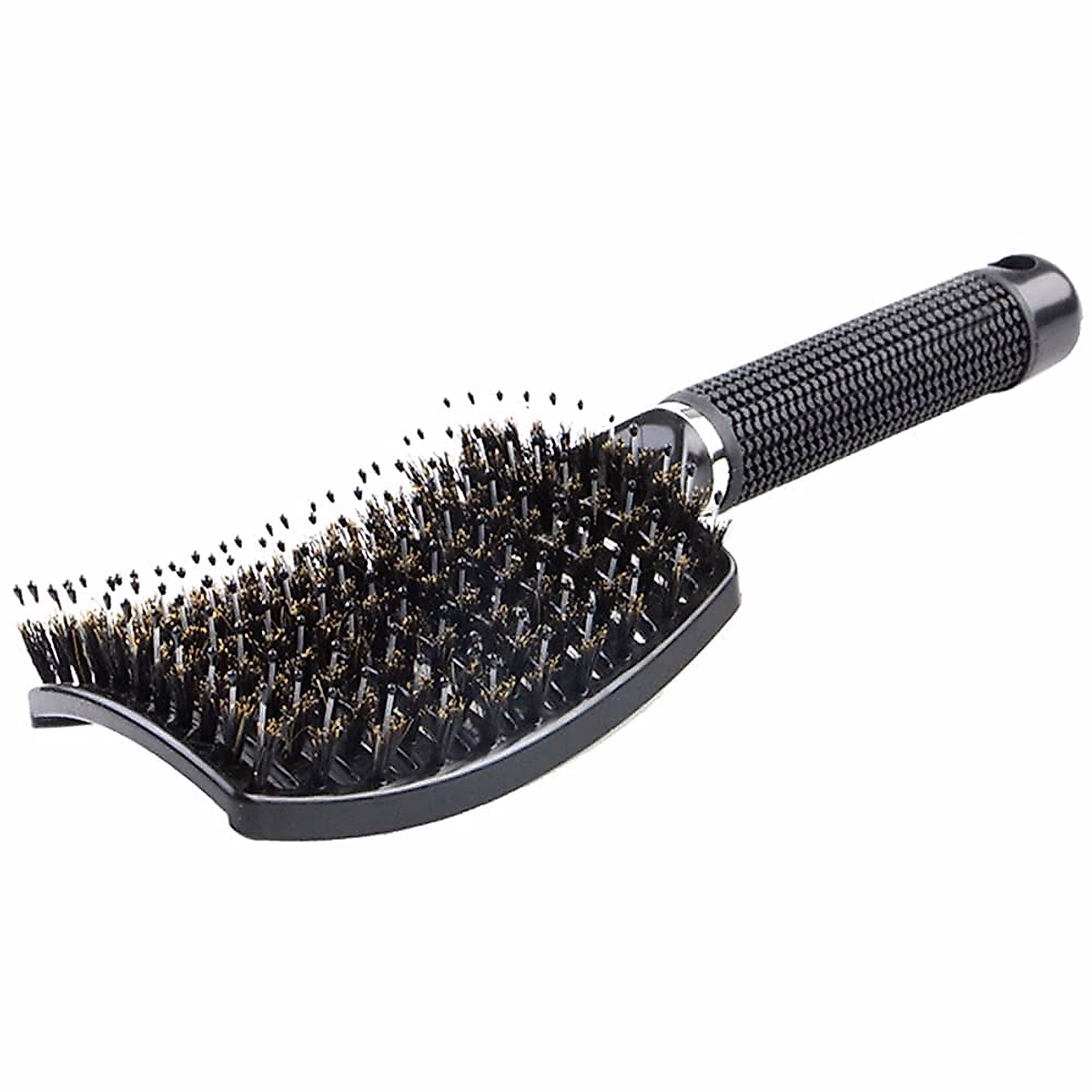 Boar Bristle Detangler Vent Brush Curved Vented Paddle Brush for Blow Drying, Anti-frizz Detangling Brush Styling Hairbrush Comb for Curly Fine Wavy Natural Tangled Hair, Wet or Dry Use