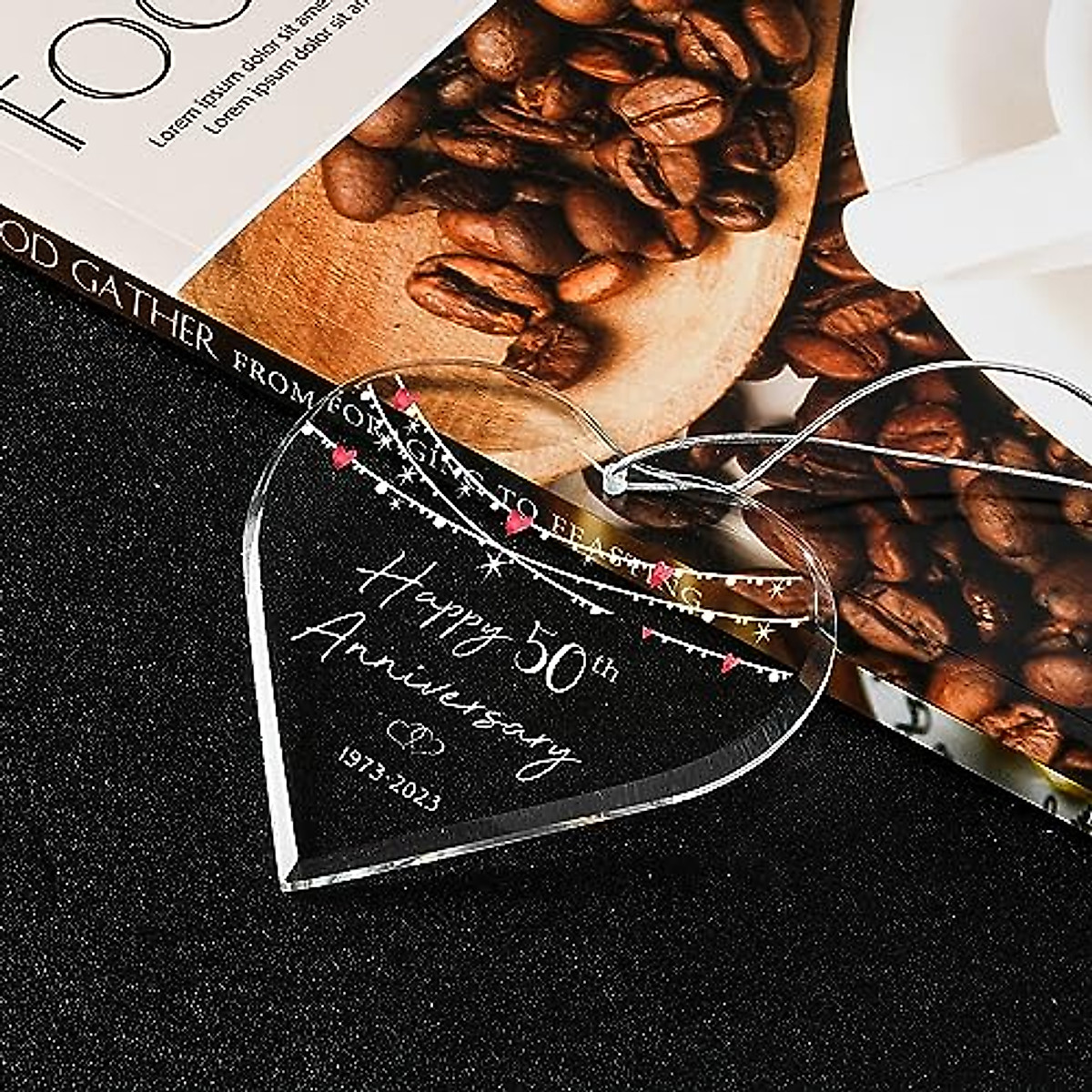 ZUNON 50th Ornament Wedding 50 Years Parents Couple Gift Hanging 2023 Christmas Mr Mrs Married Husband Wife Xmas Decorations Grandparents (50th