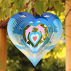 12" 3D Hanging Wind Spinners Windmills for The Yard Garden Decoration Large Metal Wind Chimes Sculptures Catchers Swivel Hooks Yard Haning Spinner Outdoor Indoor Crafts Pinwheel Lawn Art Home Decor