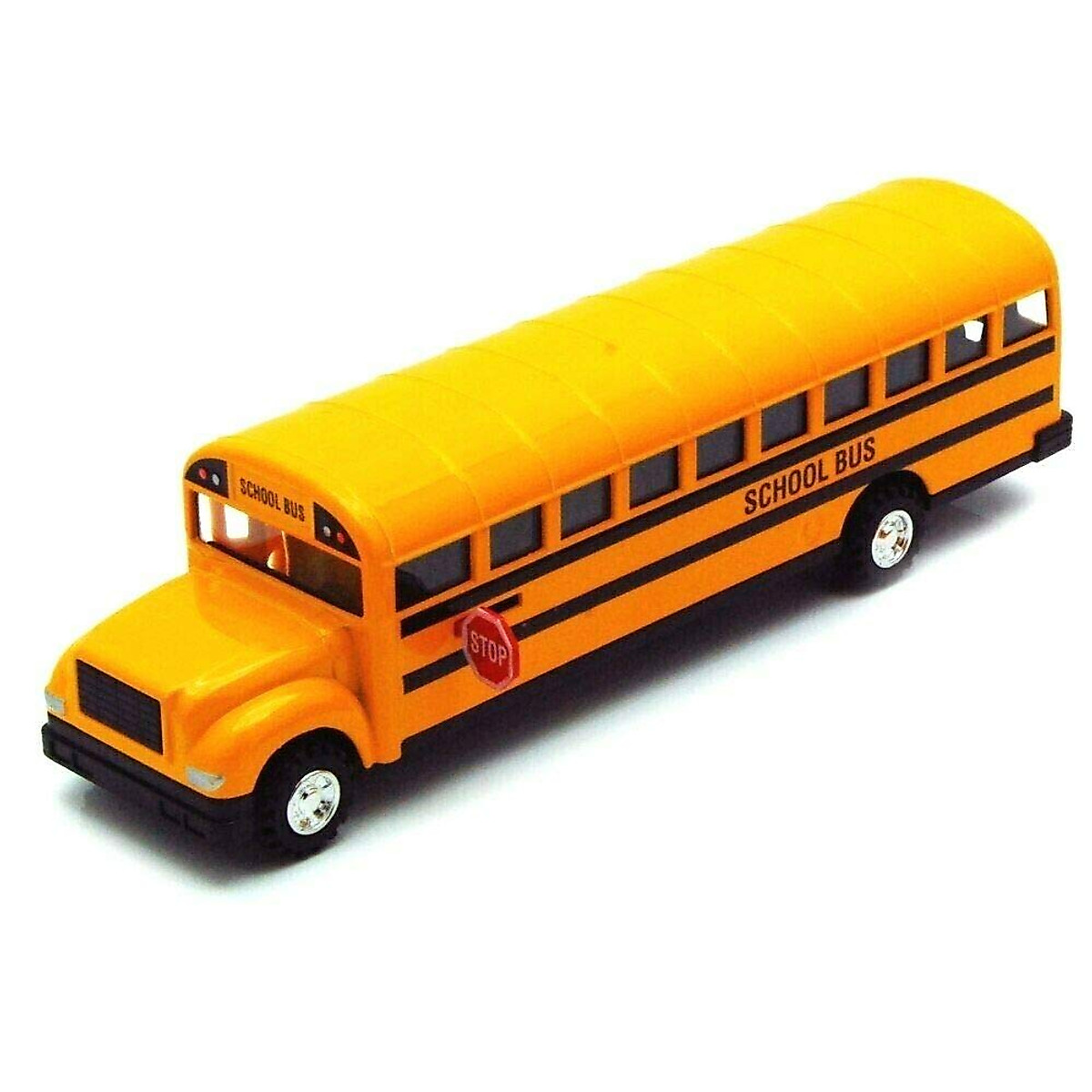 MK Large 8.5 inch Yellow School Bus DieCast Toy Car Model with Pull Back and Go Action