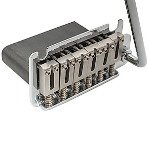 Musiclily Pro 52.5mm 2-Point Guitar Tremolo Bridge with Full Block Steel Saddles for Modern American Strat Electric Guitar, Chrome