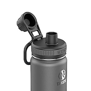 Takeya Originals 24 oz Vacuum Insulated Stainless Steel Water Bottle with Straw Lid, Graphite