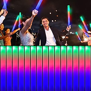 lifemoran 32 PCS Foam Glow Sticks, Fun Colorful Flashing, LED Light-up Party Supplies for Festive Events