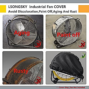LSongSKY Industrial Fan Cover,Waterproof&Dustproof Cover Suitable for 24" High Velocity Movement Heavy Duty Drum Fan, Heavy Duty Outdoor Floor Fan Cover,Fits up to 29.9 x 8.6 x 29.9 inches,Black