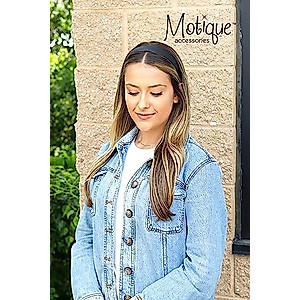 Motique Accessories Black 1 Inch Satin Hard Headband for Women and Girls