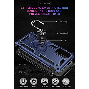 ADDIT S20 fe Case,S20 fe 5G Case, [Military Grade ] 15ft. Drop Tested Protective Case with Magnetic Car Mount Ring Holder Stand Cover for Samsung Galaxy S20 fe/S20 fe 5G - Blue