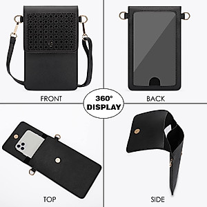 MILEGI Cell Phone Purse, Small Purses for Women Crossbody Touch Screen Purse Valentine's Day Bag for Her（Black）