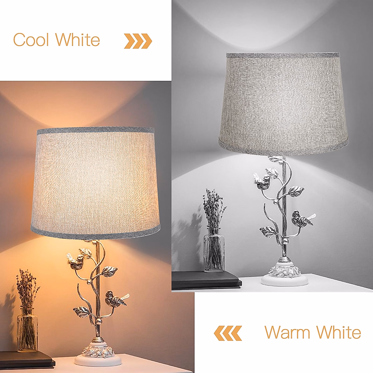 Lamp Shades Set of 2, Lamp shades for Table/Floor Lamps, Fabric Drum Lamp shades 11.4" Top x 12.6" Bottom x 9.8" High(Spider Fitter),Natural Linen Lamp shades Hand Crafted, Easy Assembly