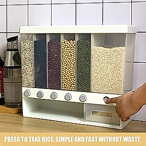 Large Capacity Whole Grains Dispenser Rice Bucket Wall-Mounted Rice Storage Tank Moisture-Proof Dry Food Organizer Bottle Pressed Out Rice
