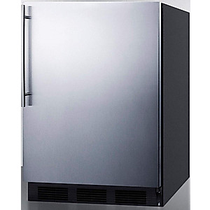 Summit Appliance FF6BKSSHV Freestanding Counter Height All-refrigerator for General Purpose Use with Auto Defrost, Stainless Steel Wrapped Door, Professional Thin Handle and Black Cabinet