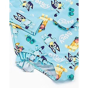 Bluey Girls Swimsuit | Baby Toddlers Blue Bingo Swimming Costume Long Sleeve with Frill