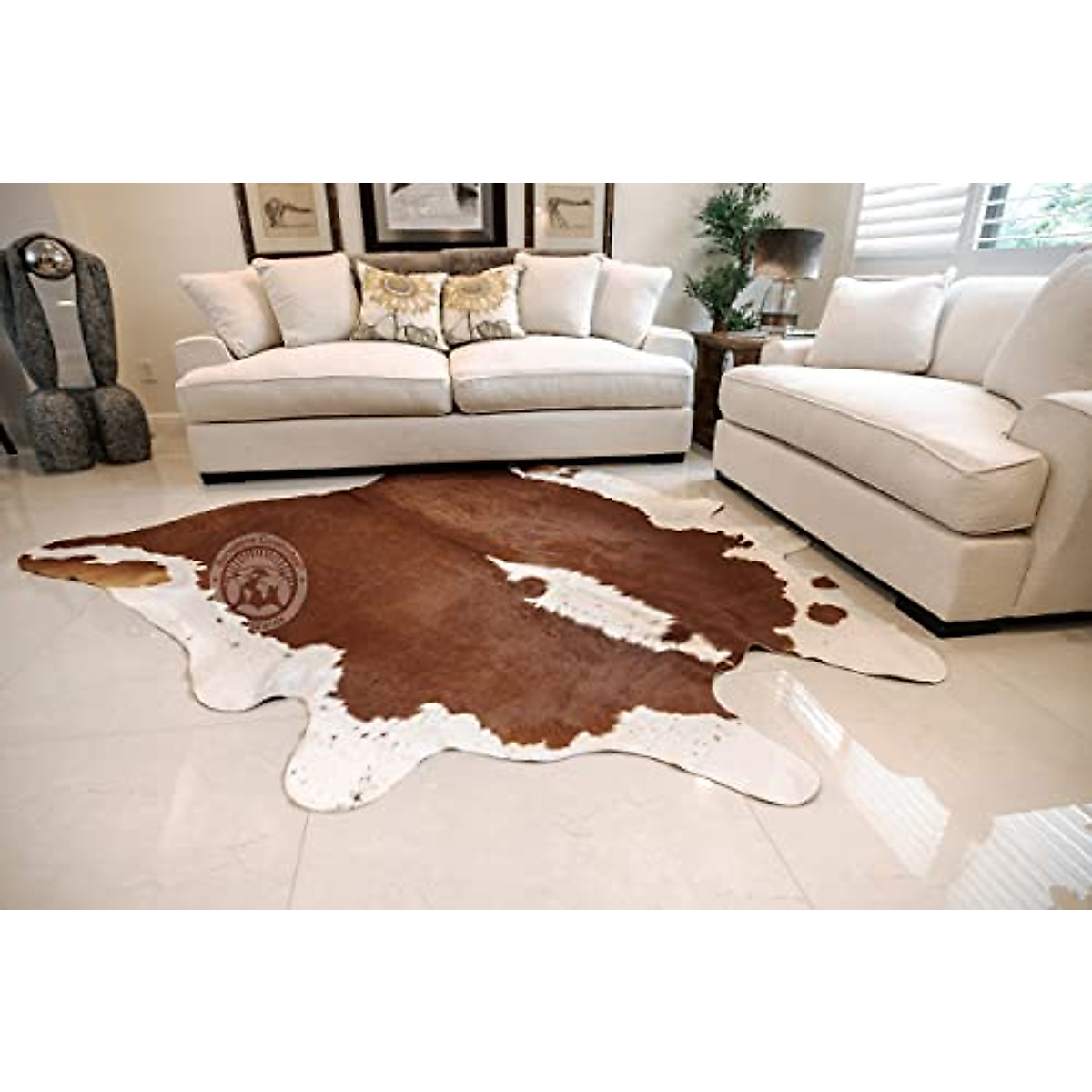 Genuine Hereford Red Brown and White Cowhide Rug Large 6 x 6-7 ft. 180 x 210 cm