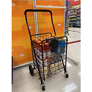 Mount Plus SF-118 Grocery Utility Shopping Cart with Dual Swivel Wheels | Easily Collapsible and Portable to Save Space and Heavy Duty | Rolls Smoothly on Streets, Store, Sidewalks and Indoors