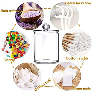 XIYUEDHHYX 3 Pack Plastic Acrylic Bathroom Vanity Canister Jars with Storage Lid, Creative Lotus Cotton Swab Apothecary Jars, Qtip Holder Makeup Organizer for Cotton Balls,Swabs,Pads,Bath Salts…
