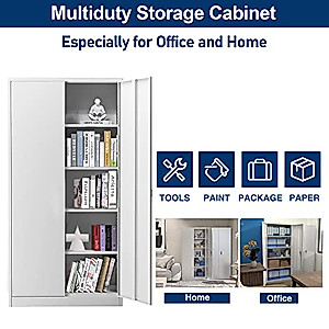 Aobabo Metal Storage Cabinet with 2 Doors, 72”H×36”W×18”D Locking Steel Storage Cabinet for Office,Garage,Gray Storage Cabinets with 4 Adjustable Shelves,Assembly Required