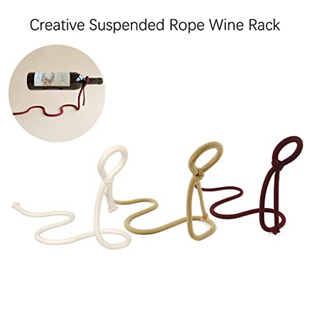 RENSLAT Creative Suspended Rope Wine Rack Serpentine Snake Bracket Bottle Holder Bar Cabinet Display (Color : Black, Size : Fits All)