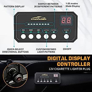 XRIDONSEN 35 inch Traffic Advisor Light Bar 144 LED Green Amber strobe lights Emergency Warning Flashing Safety Interior Windshield w/Directional Arrow for Construction Vehicles plow Trucks