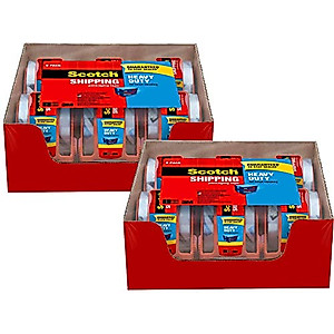 Scotch Tape Heavy Duty Shipping Packaging Tape, 1.88 Inches x 800 Inches, 1.5" Core, Clear, Great for Packing, Shipping & Moving, Rolls with Dispenser (142-6) (2 Pack), 12 Rolls (548415484564864)