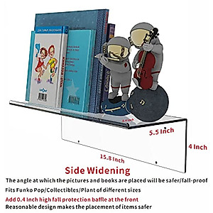 Invisible Acrylic Floating Wall Ledge Shelf,Modern Wall Mounted Floating Shelves for Bedroom Deco Living Room Hanging Shelving for Bathroom,Laundry Room,Small Shelf for Plant Lego Funko Pop,Set of 6