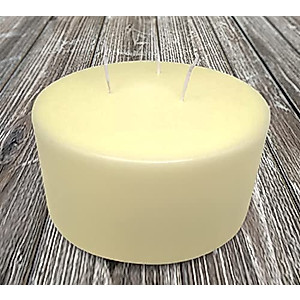 HYOOLA Ivory Three Wick Large Candle - 6 x 3 Inch - Unscented Big Pillar Candles - 62 Hour - European Made