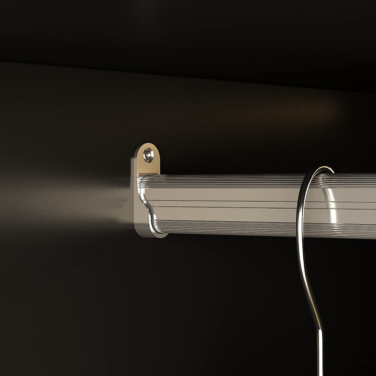 Hitow Wardrobe Cabinet with LED Light Strips, Armoire Closet with Glass Doors, Wooden Large Wardrobe with 5 Tiers Shelf & Hanging Rod, Modern Bedroom Armoire Clothes Organizer, Black 47.2" W