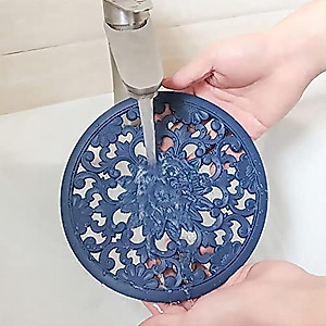 Viwehots Silicone Trivets Mats -Silicon Mat for Hot Pots and Pans, Round Hot Pads and Mats, Flexible Modern Kitchen Table Mat, Heat Resistant Multi-Use Carved Teapot Coaster Set of 3 Teal