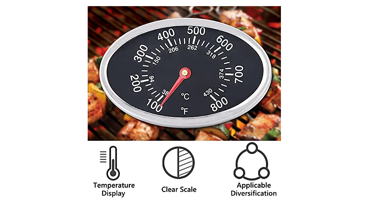 GasSaf Lid Thermometer Replacement for Gas Grills - Easy Install
