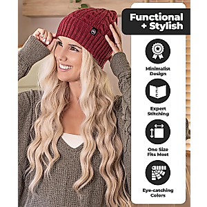 Revony Cable Knit Beanie for Women & Men - Warm, Soft, with a Delicious Cashmere Feel Ivory