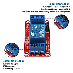 Aoicrie 5Pcs DC 12V 1 Channel Relay Module Board Shield with Optocoupler Isolation Support High or Low Level Compatible Development Board Trigger