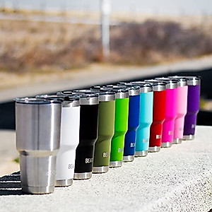 MalloMe BEARCLAW Insulated Tumbler With Handle & Straw - Stainless Steel Tumblers Coffee Travel Mug - Reusable Insulated Cup for Water with Brush, 2 Lids & Straws - Splash-Proof 30 Oz Silver