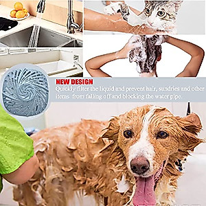 Shower Drain Hair Catcher, 2 Pack Silicone Hair Strainer for Bathtub, Bathroom Hair Stopper Drain Cover, Suitable for Bathroom, Laundry, Bathtub, Kitchen(White &Blue )