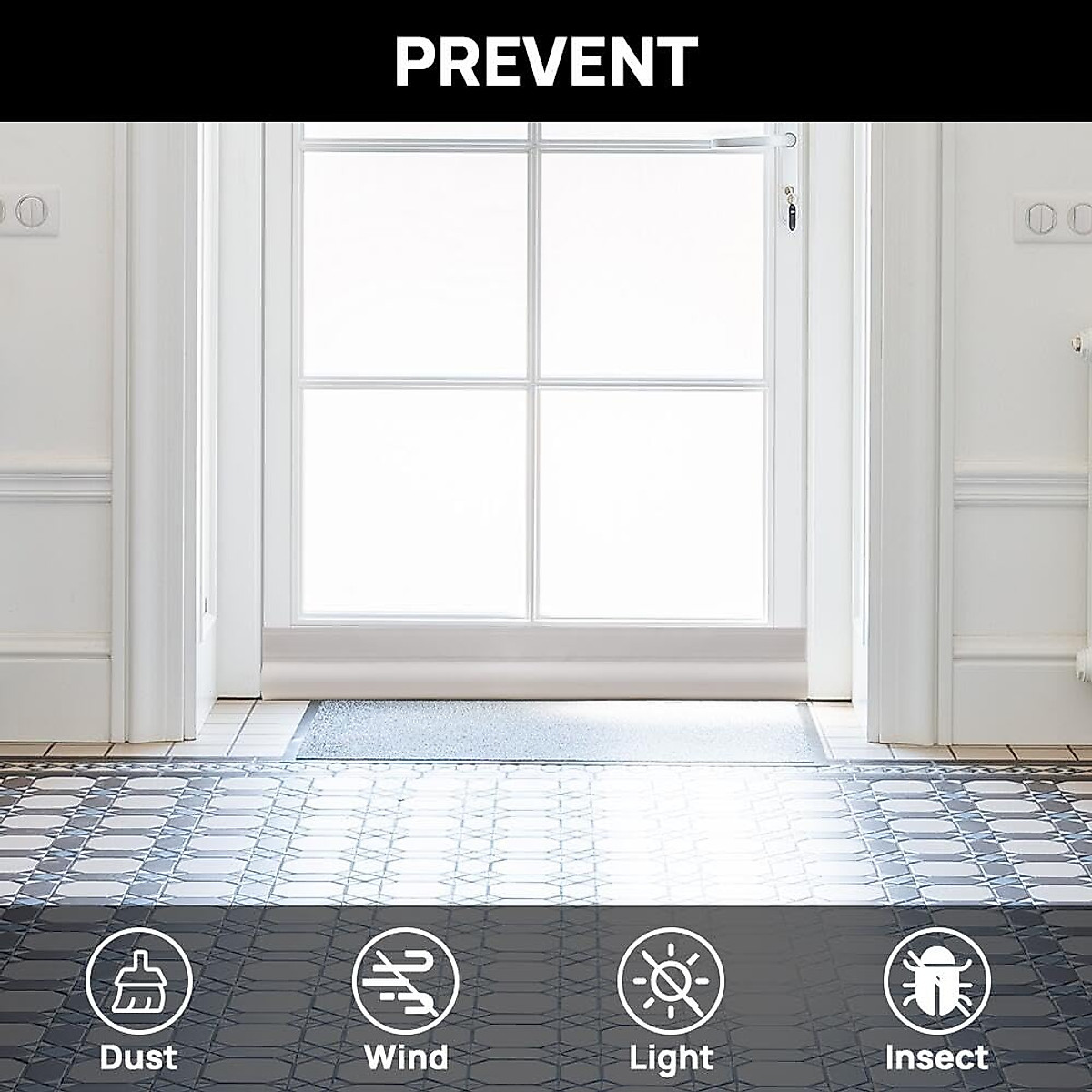 KAKULO 3 Pack Door Draft Stopper - 37" Adjustable Under Door Draft Blocker to Reduce Cold Air, Soundproof for Interior/Exterior Bottom of Doors (White)