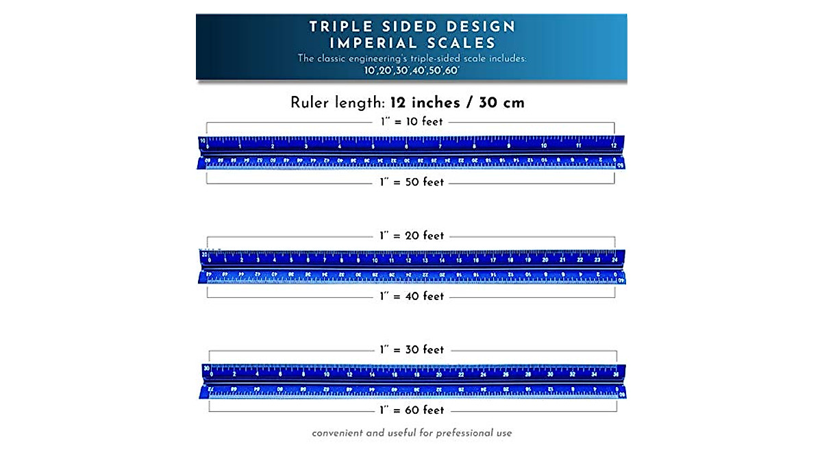 Professional 12-Inch Architectural & Engineering Scale Ruler Set