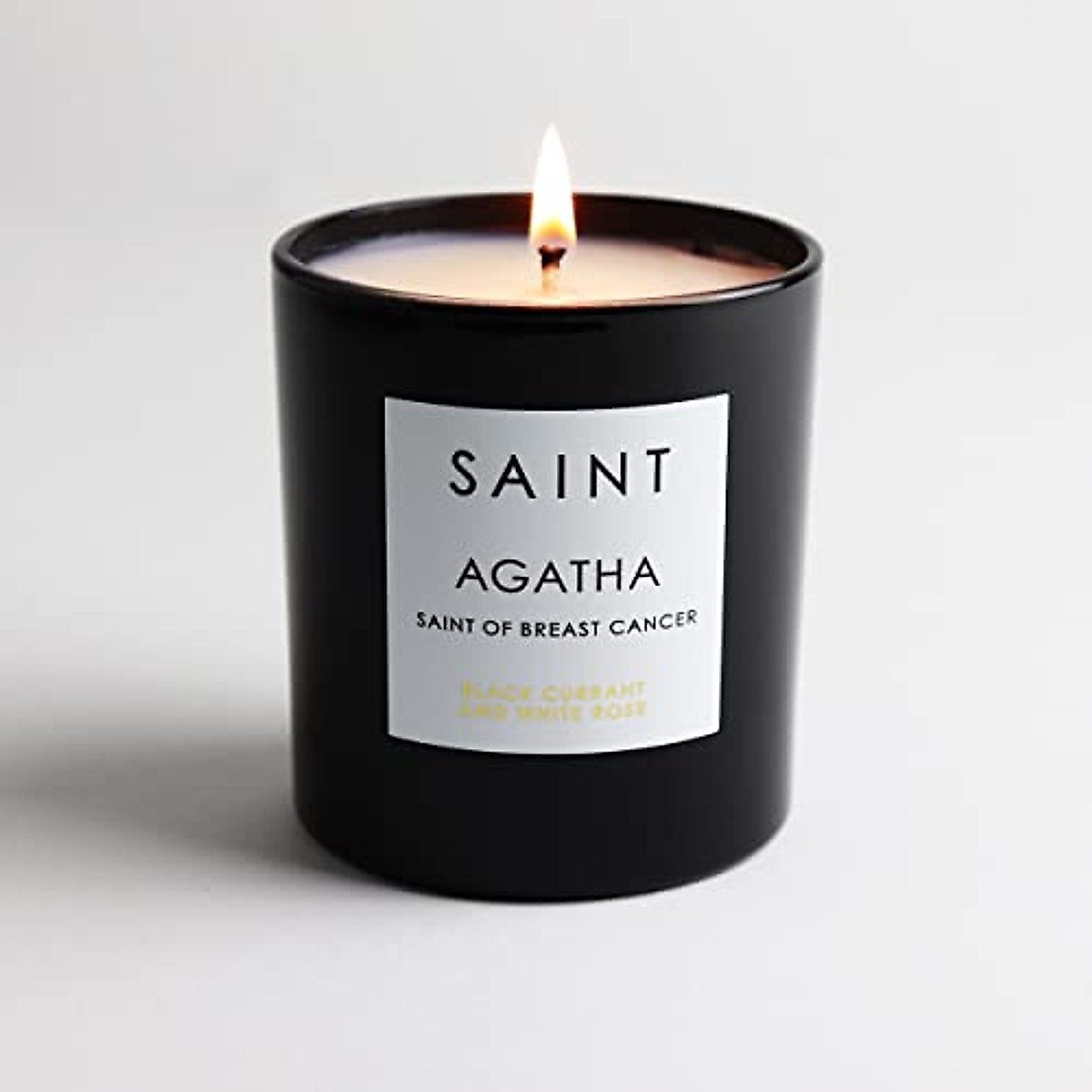 SAINT Agatha Scented Candle with Prayer, Prayer Coin, and Holy Oil, Saint of Breast Cancer, Soy Coconut Aromatherapy Candle with 50 Hour Burn Time