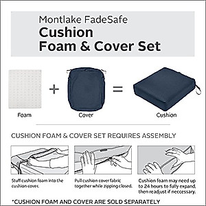 Classic Accessories Montlake FadeSafe Water-Resistant 15 x 2 Inch Round Outdoor Chair Seat Cushion Slip Cover, Patio Furniture Cushion Cover, Heather Indigo Blue, Patio Furniture Cushion Covers