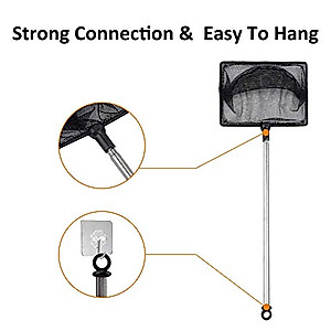 Grepol-V Fish Net for Fish Tank, 5 Inch Fine Mesh Aqurium Net with 9-24 Inch Stainless Steel Long Handle, Extendable Fishing Tank Net for Fish Shrimp Tank, Pond, Creek