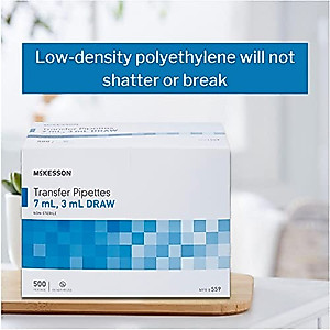 McKesson Transfer Pipette, Non-Sterile, 7 mL Capacity 0.5 mL to 3 mL Graduation Increments, 500 Count, 10 Packs, 5000 Total