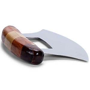 Elanze Designs 271 Wooden Handle Brown 8 Inch Wood and Stainless Steel Ulu Knife
