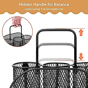 DTICON Metal Utensil Caddy Silverware Organizer, Utensil Holder Cutlery Caddy, Flatware Spoon Fork Storage for Outdoor Party Camping Picnic Buffet RV BBQ Farmhouse Kitchen Countertop (Black)