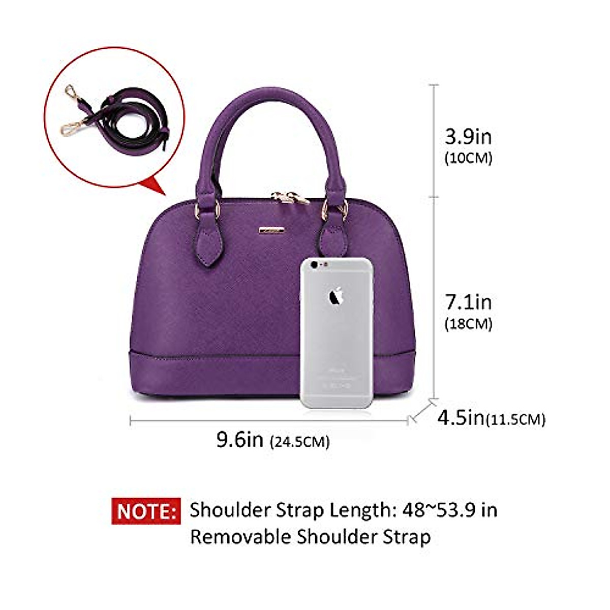 Small Crossbody Bags for Women Classic Double Zip Top Handle Dome Satchel Bag Shoulder Purse Purple