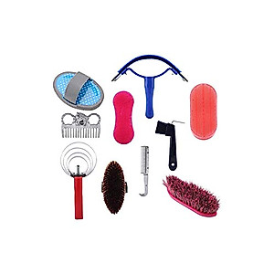 Equine Horse Grooming Kit, Horse Brush Set,10 Piece Equine Care Series Set Horse Cleaning Tool Brush Comb Grips Set questrain Brush Curry Comb Horse Cleaning Tool Set