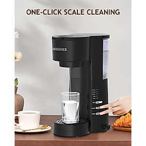 MIKESIER 3IN1 Single Serve Coffee Maker for K Cup & Ground, Small Coffee Machine with Milk Frother, 6-14oz Brew Size, 28oz Water Tank, Adjustable Drip Tray