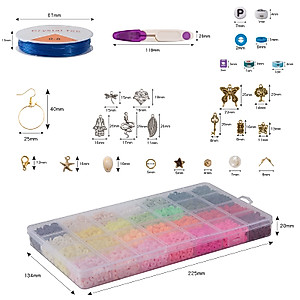 Maxzola inc. Clay Beads for Jewelry Bracelet Necklace Making Kit, 12870 Pcs Flat Round Polymer Clay Beads with Elastic Strings Pendant Charms Kit