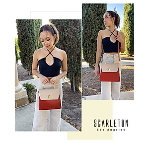 Scarleton Gold Top Handle Satchel Purses for Women, Handbags for Women, Crossbody Bags for Women, Shoulder Bag Purse Medium, H208401L - Black