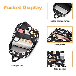 Robhomily Backpack for Teen Girls Kids Middle-School Elementary School Backpack with Lunch Box ,17” Fashion- Print Lightweight Laptop Book bags Set