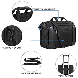 EMPSIGN 17.3 Inch Laptop Bag Briefcase, XL Gaming Computer Bag Laptop Case for Men & Women, Water Repellent, Office Carrying Case Shoulder Bag for Work Business Commute Travel School-Black