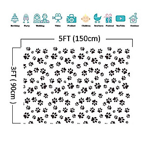 Cartoons Puppy Dog Paw Theme Photography Backdrops Kids Boys Birthday Party Banner Photo Background Newborn Baby Shower Candy Cake Table Decor Photobooth Props 5x3ft Vinyl