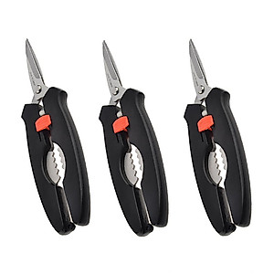 Lobster Crab Shears, Yamix 3Pcs Multifunction Stainless Steel Seafood Scissors Lobster Crab Crack Shells Shears - Silver