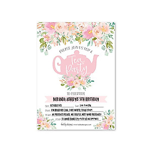 25 Tea Party Birthday Invitations Girl Tea Party Invites For Girls - Princess Tea Party Invitations For Girls Birthday Invitations, Girl Birthday Party Invitations Tea Party Birthday Invites For Girls