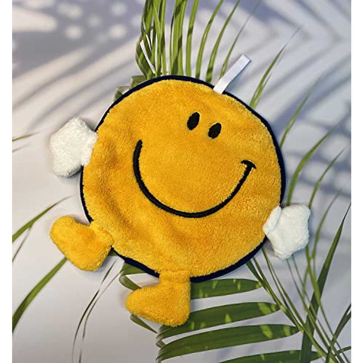 holawit Cute Happy Face Positive Smile Character Microfiber Coral Velvet Ultra Soft Super Absorbent Hand Towel with Hanging Loop